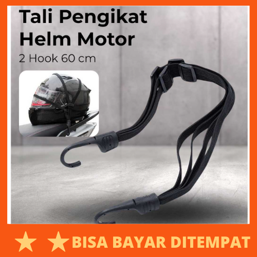 Tali Pengikat Helm Motor 2 Hook 60 cm / Tali Karet Kunci Jaring ...