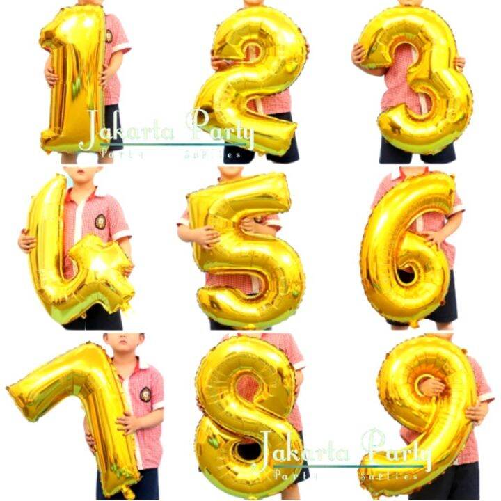 Balon Angka Gold JUMBO 80 cm / Balon foil angka besar / Balon angka ...