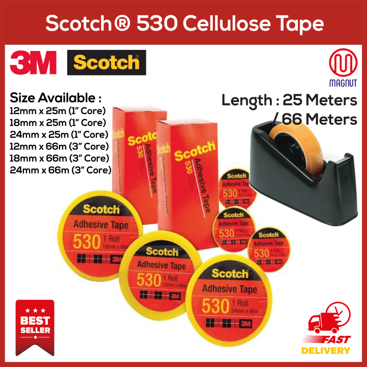 3M Scotch® Transparent Cellulose Tape 530 / General Use Home Office Stationary Light Duty Tape ...