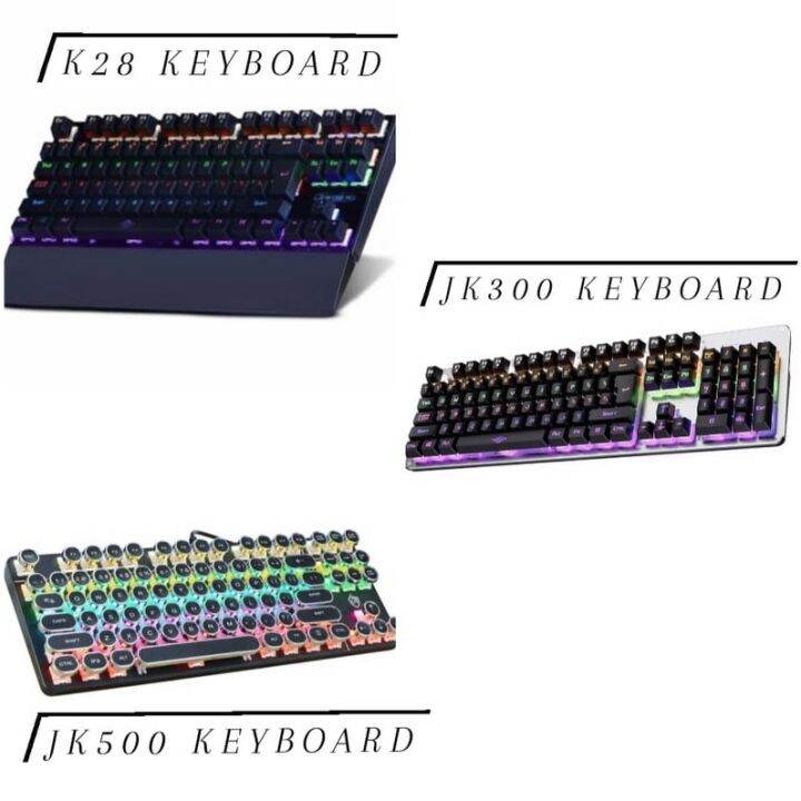 K28/JK300/JK500 Gaming Keyboard Backlit Mechanical 87 Keys Colorful LED ...