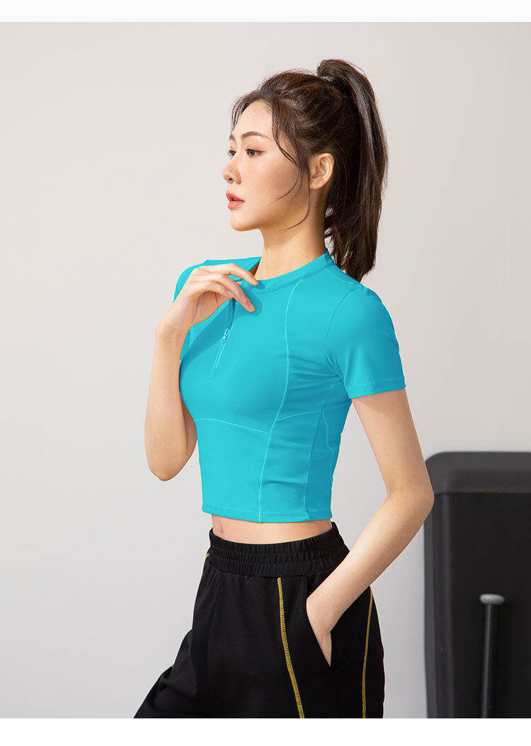 Kaisike เสื้อโยคะสำหรับผู้หญิง,เสื้อวิ่งแห้งเร็ว Setelan Baju Senam ซิปครึ่งตัว | Lazada.co.th