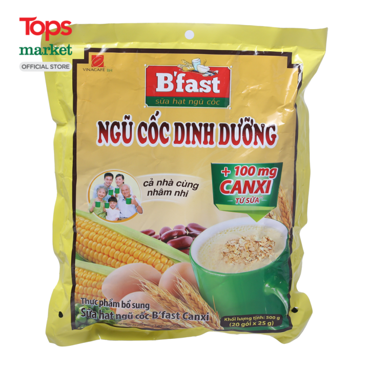 Bột Ngũ Cốc Dinh Dưỡng B'fast Canxi 500G (20x25G) - Siêu Thị Tops Market | Lazada.vn