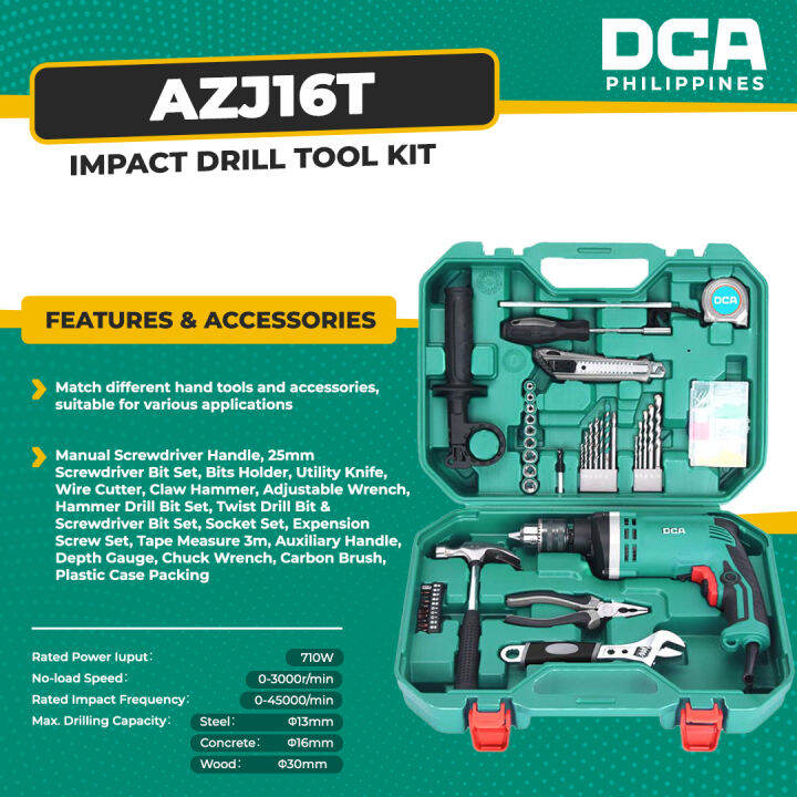 DCA AZJ16T ELECTRIC IMPACT DRILL TOOLKIT 710W | Lazada PH