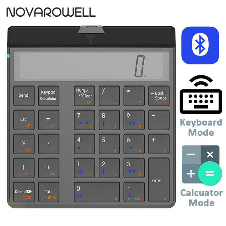 Numeric Keypad Bluetooth Numpad Wireless Number Pad Keyboard With 12 Digits LCD Display For ...