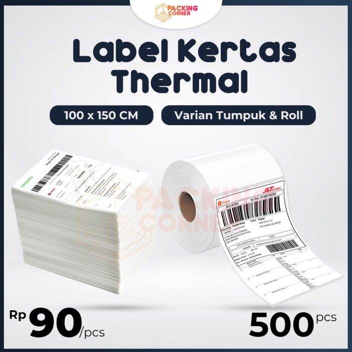 KERTAS THERMAL PRINTER Kertas Sticker Thermal Label Resi Ekspedisi 500 ...