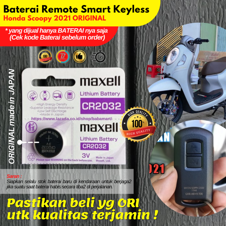 BATERAI REMOT MOTOR HONDA SCOOPY 2021 SMART KEYLESS REMOTE ORIGINAL ...