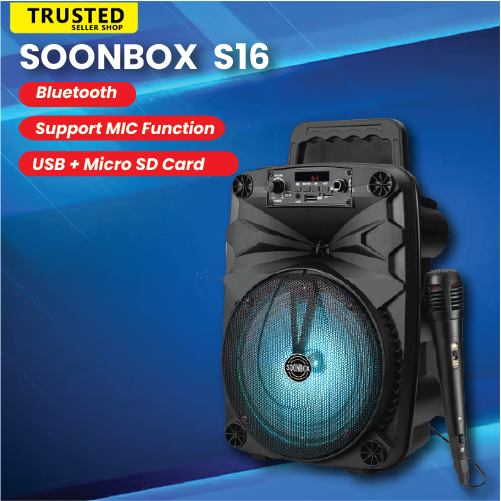 SOONBOX S16 Karaoke Wireless Bluetooth 6.5 Inch Portable Speaker with ...