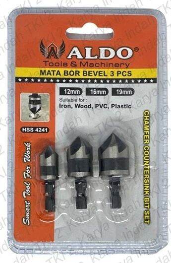 Aldo Mata Bor Bevel 3 Pcs Set Bor Besi, Kayu, Pvc 12 16 29 Mm | Lazada ...