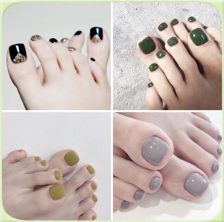 【Free Glue＆COD】 24 Pcs/Set 3D Toe nails Fake Nails With Gue Foot Full ...