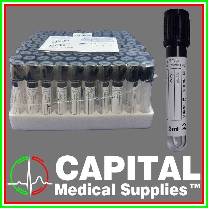 Vacuum Blood Collection Tube, ESR Tube Sodium Citrate 4NC, (Plastic ...
