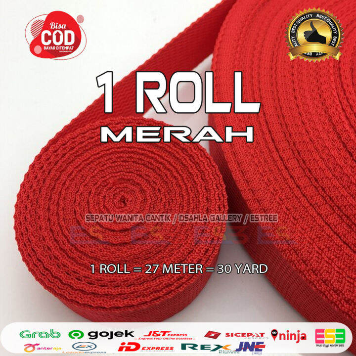 Tali Webbing Warna Merah / Tali Webing 2.5 cm Tebal Kuat/ Tali Sling ...
