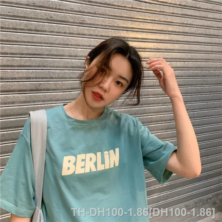 DH100-1.86 เสื้อท็อป พิมพ์ลายตัวอักษร BERIN แฟชั่นฤดูร้อน สําหรับผู้หญิง 5844 เสื้อยืดลําลอง คอ ...