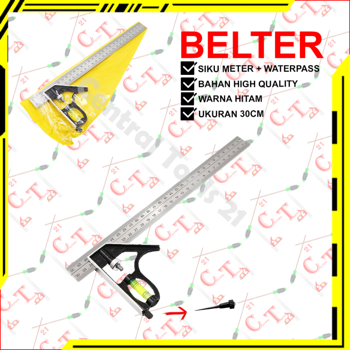 Penggaris SIku Besi Waterpass 30Cm Belter Pengaris Sudut Siku Waterpas ...