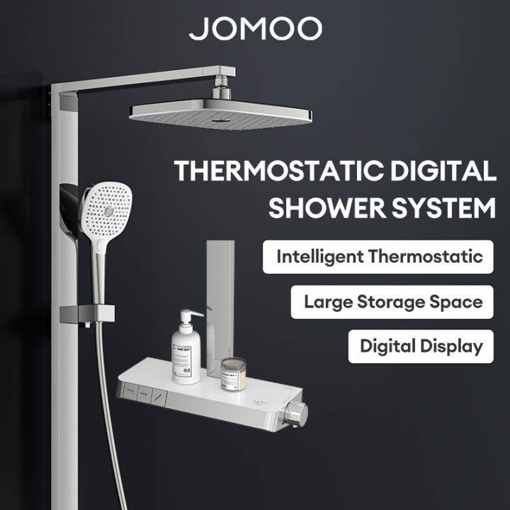 JOMOO Square Thermostatic Digital Shower System 26161 Safe Water Temperature Real-time Display ...