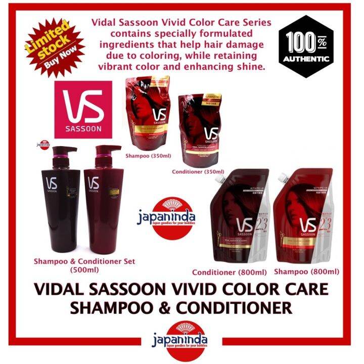 Vidal Sassoon Vivid Color Care Shampoo Conditioner (100 Authentic ...
