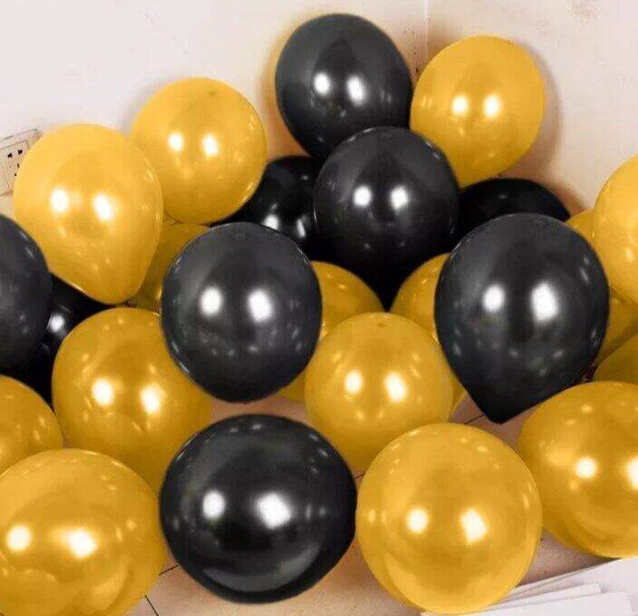 PESTA KITA Balon Latex Metalik Gold Black 12 Inch Tebal / Balon Lateks ...