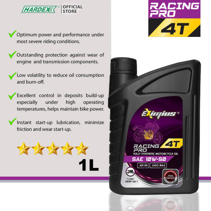 HARDEX Eximius Racing Pro 4T 10W-50 Fully Synthetic Motorcycle Oil (1L ...