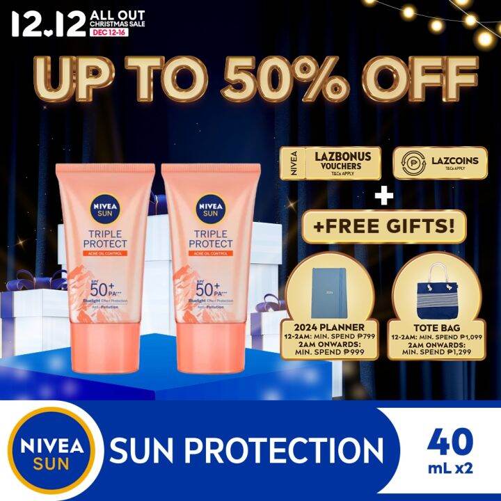 Buy 1 Take 1 NIVEA Sun Triple Protect Acne Oil Control SPF 50 for Face ...