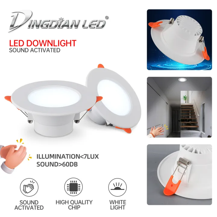 DingDian LED Sound Sensor Downlight AC220V 7W Recessed Panel Ceiling ...