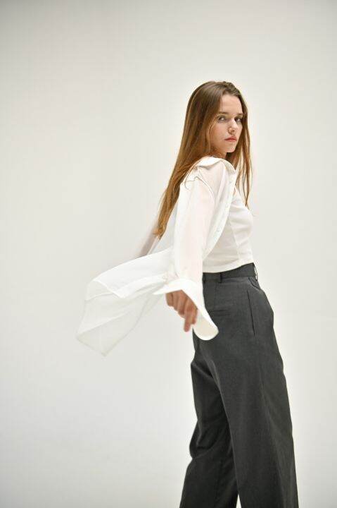 Patcha.co - เชิ้ตผ้าชีฟอง สีขาว PCCT003 | Lazada.co.th