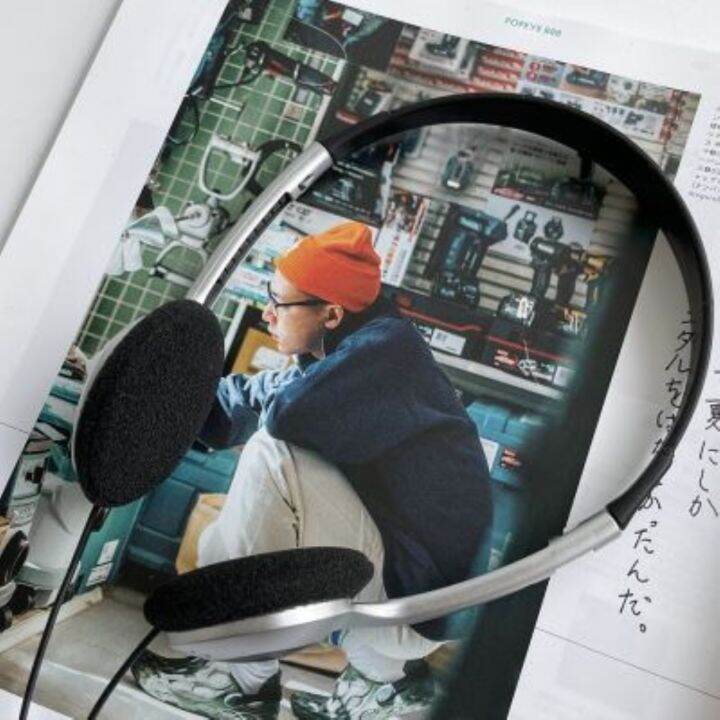 Retro classic 90s silver earphone cable style headset babes wear and ...
