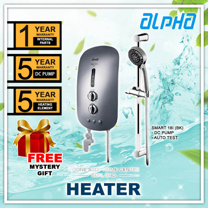 (AUTHORISED DEALER) ALPHA Smart 18i Water Heater Standard Shower Set with DC Pump (BLACK/WHITE ...