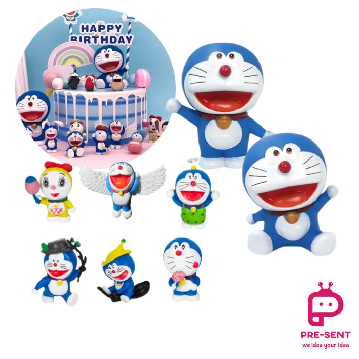 Doraemon Themed Cake Toppers Figurines Set - Happy Birthday Blue ...