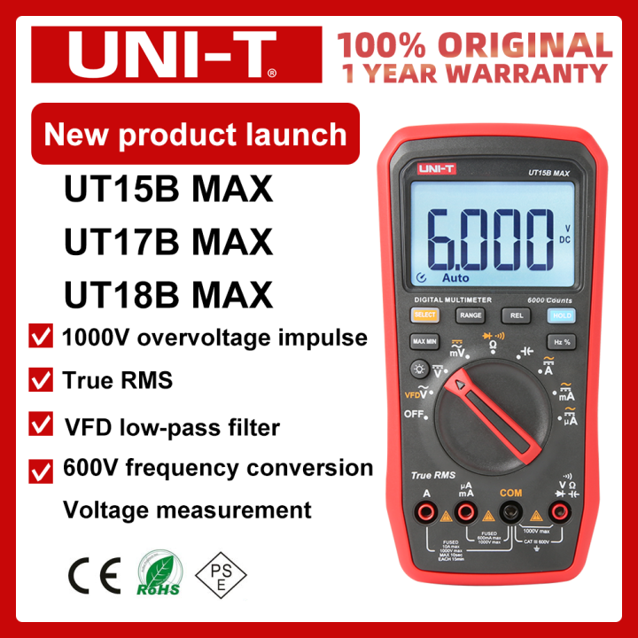 UNI-T UT15B MAX UT17B MAX UT18B MAX True RMS Digital Multimeter Intelligent anti-burning ...