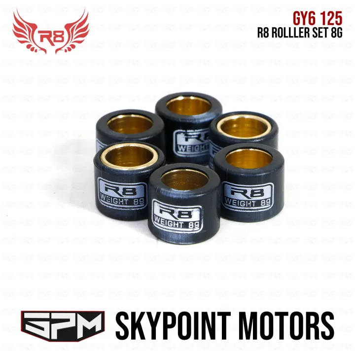 R8 ORIGINAL ROLLER WEIGHT / FLYBALL SET (6 PIECES) 8G FOR GY6 125 (9857 ...