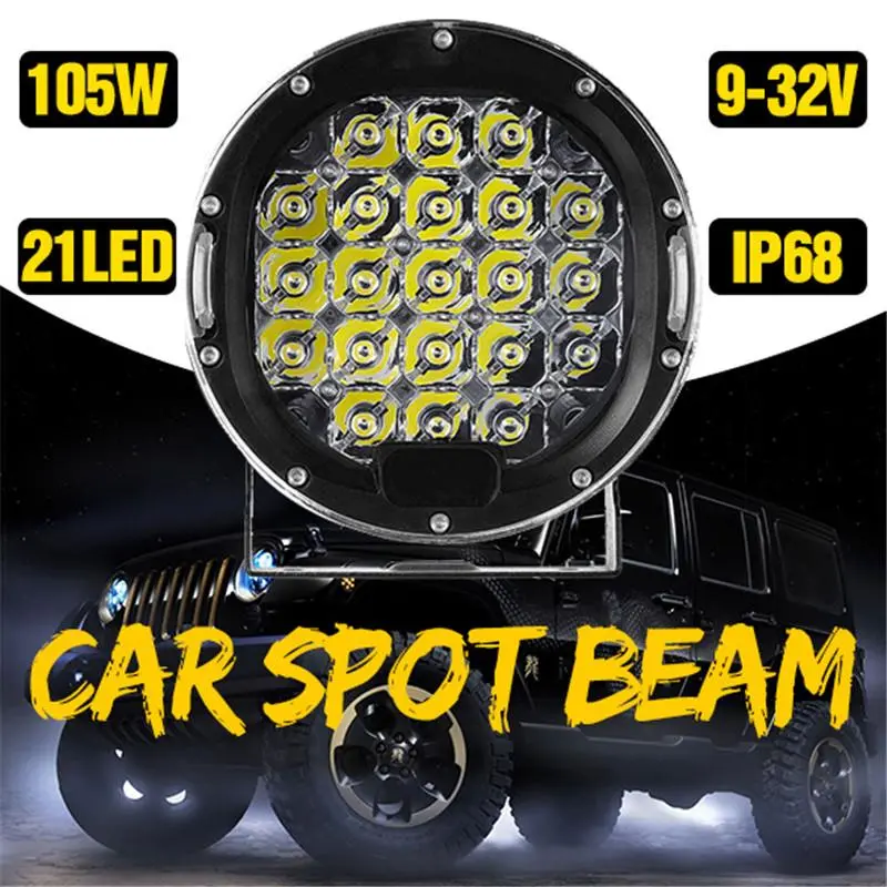 21SMD LED 105W โคมไฟขับรถทำงาน Spot Beam Light 10500LM ปรับกันน้ำ IP68 ...