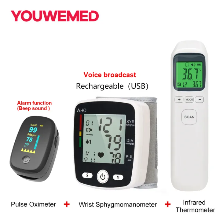 YOUWEMED Pulse Oximeter Oxymeter Finger With Rechargable Wrist Blood ...