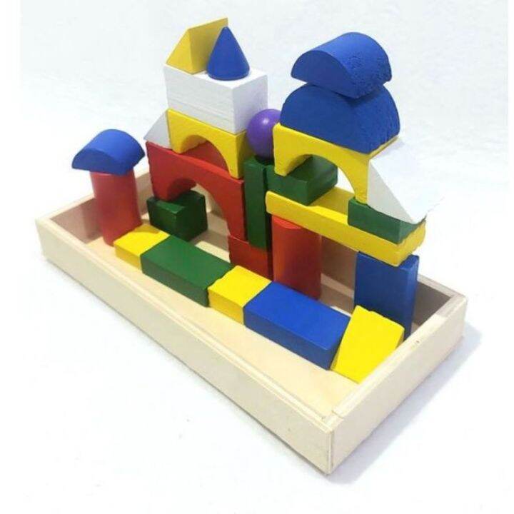 Mainan Kayu Anak Edukasi Balok Bangun Blocks Stacko Tower Susun City ...