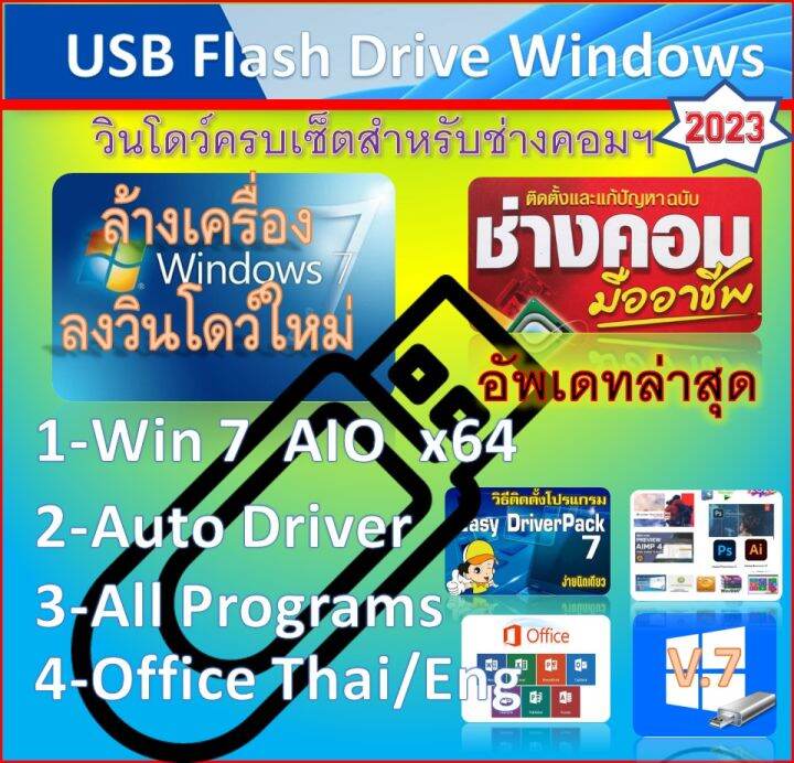 USB แฟลชไดร์ฟ - ลงโปรแกรมใหม่ Win 7 AIO 2021 + ไดเวอร์-พร้อมโปรแกรม ...