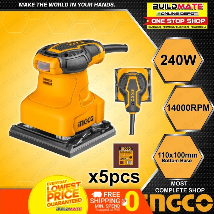 INGCO Palm Sander Sheet Finish Sander 240W PS2408 •BUILDMATE• IPT ...