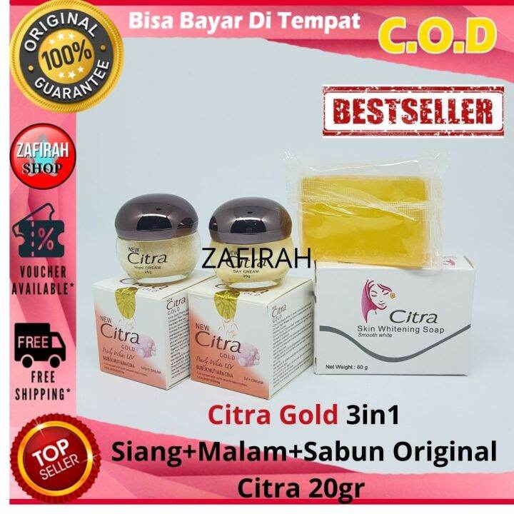 Citra Gold 3in1 Siang + Malam + Sabun Original Citra 20gr ZAFIRAH Shop ...