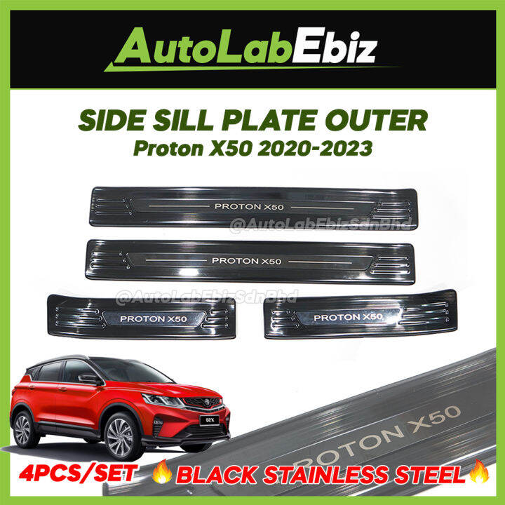 Proton X50 2020-2023 Side Sill Plate Outer Black Stainless Steel (4 pcs ...