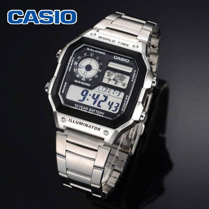 CASIO World Time Watch Men AE 1200WHD 1A CASIO Watch For Men Stainless ...
