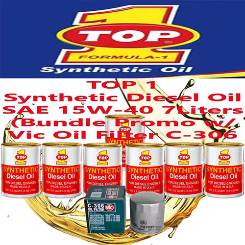 TOP 1 Synthetic Diesel Oil SAE 15W-40 7 Liters with Vic Oil Filter C ...