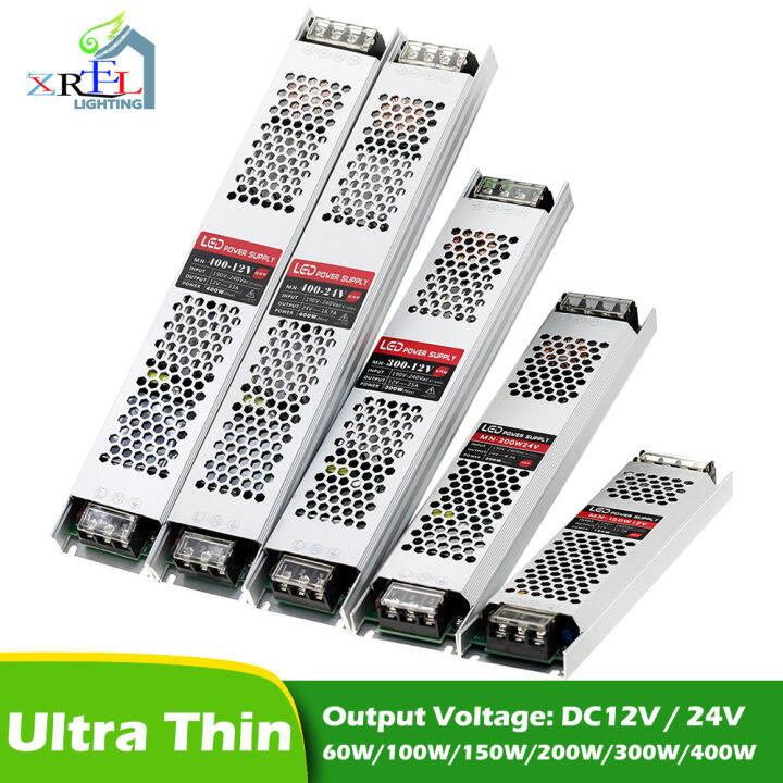 Ultra Thin LED Power Supply DC 12V 24V Lighting Transformers 60W 100W 150W 200W 300W 400W AC190 ...