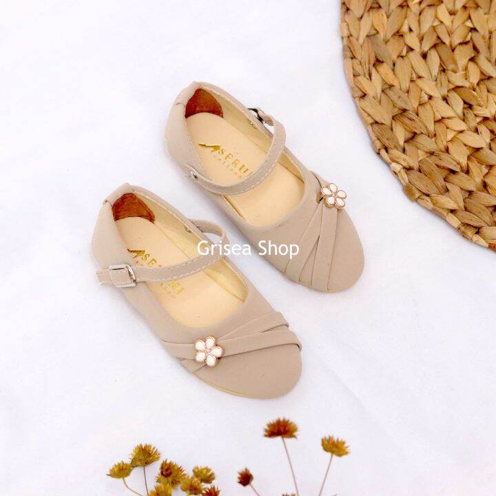 Sepatu Balet Anak Wanita Usia TK / Balita Model Bunga Bros Warna Krem ...