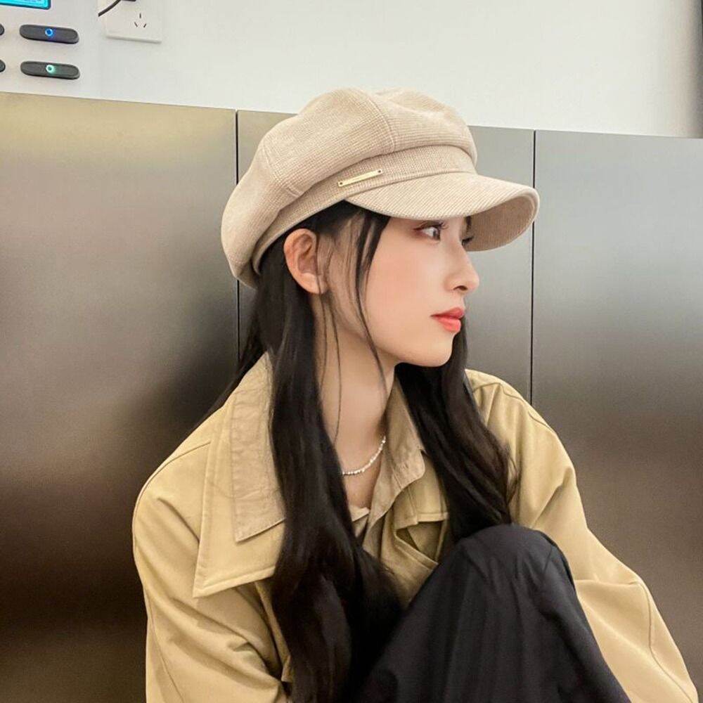 MARGOTA หมวกแปดเหลี่ยมแฟชั่นสำหรับผู้หญิงหมวกกะบังฤดูใบไม้ร่วงสีทึบหมวก ...