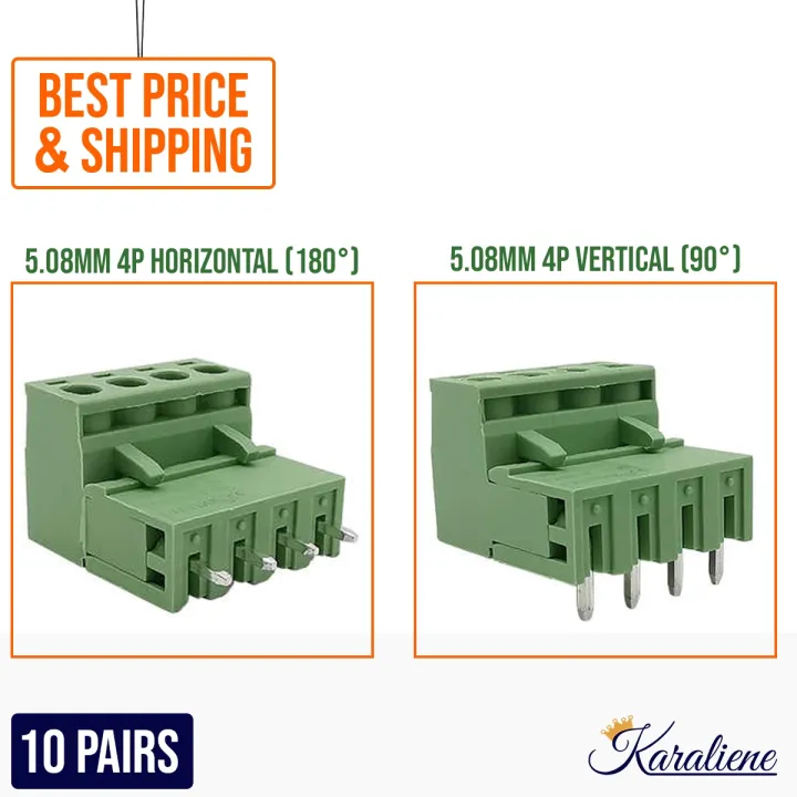 10SETS 2EDG 4 pin screw terminal block connector 5.08MM pitch PLUG ...