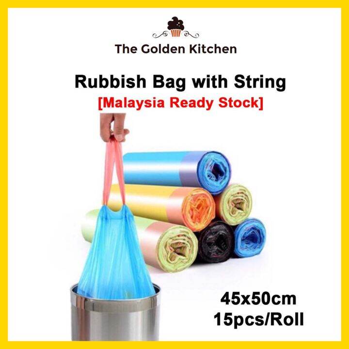 Auto Closing Garbage Bag Easy PULL 45cmx50cm Tie On Garbage Bag Kitchen ...