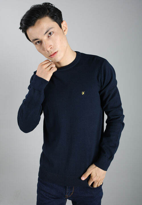 Johnwin - Sweater Pria - Motif Polos - Dark Navy - ASW.660.D047.003.C L/S | Lazada Indonesia