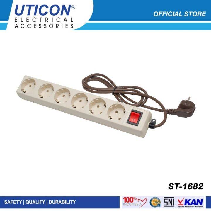 UTICON Stop Kontak 6 Lubang 1.5 Meter Arde - Power Extension ST1682 ...