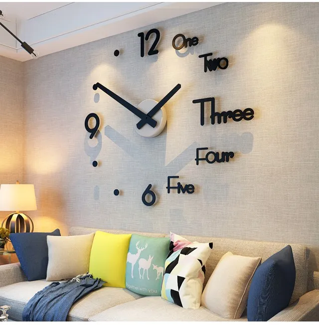【พร้อมส่งจากไทย】 นาฬิกาติดผนังdiy 3dนาฬิกาสไตล์โมเดิร์น แบบเงียบสงบ