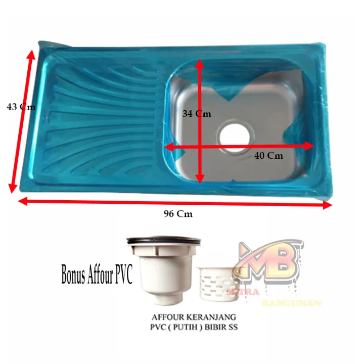 Bak Cuci Piring 96 Cm / Wastafel Dapur Cuci Piring Cuci Buah + Tempat ...