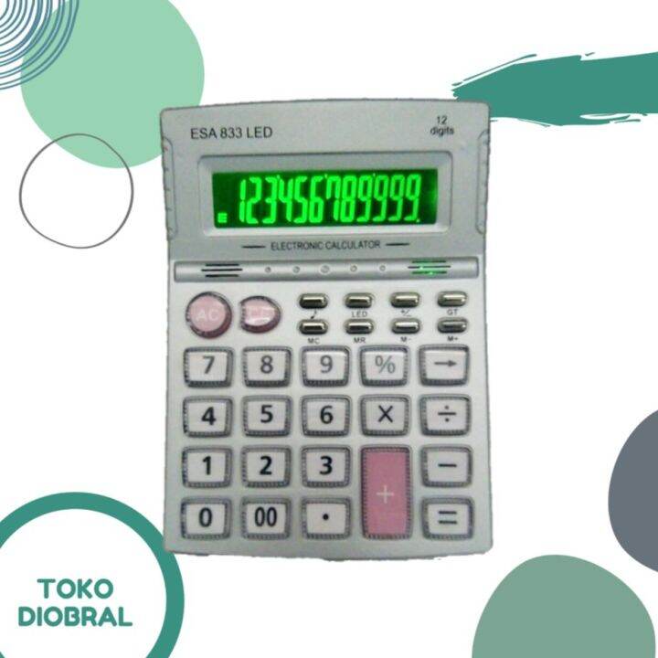 Kalkulator Digital Layar LED Hijau 12 Digits Electronic Calculator ...