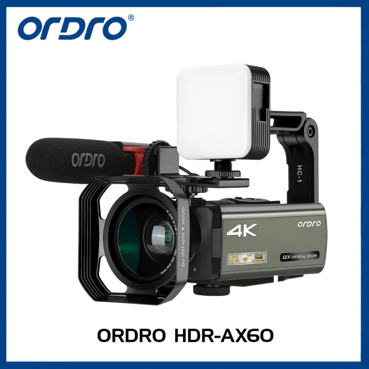 ORDRO HDR-AX60 4K Camcorder 28MP 12X Optical Zoom Camera 3.5 Inch IPS Touch Screen UHD AF-L Lock ...