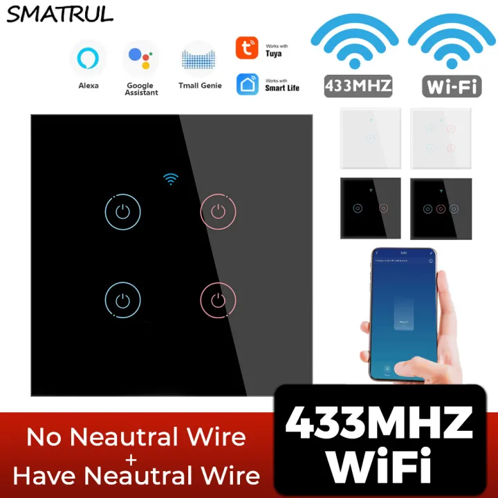 SMATRUL WiFi Switch, Smart Wall Light Switch RF433/APP/Touch Control 1 ...